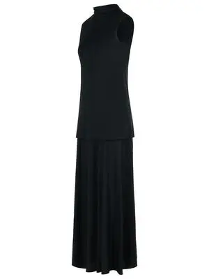 JIL SANDER Sleeveless High Neck Dress With Flowy Skirt - Black