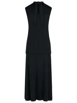 JIL SANDER Sleeveless High Neck Dress With Flowy Skirt - Black