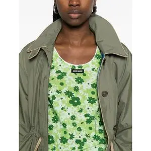Miu Miu Sleeveless Floral Print Scoop Neck Top - Green