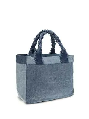 GANNI Medium Trapeze Denim Shopper - Blue