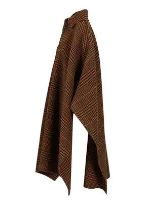 Saint Laurent Worsted Wool Blanket Cape - Brown