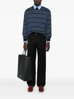 Prada Wool Pleated Trousers With Enamelled Triangle Logo