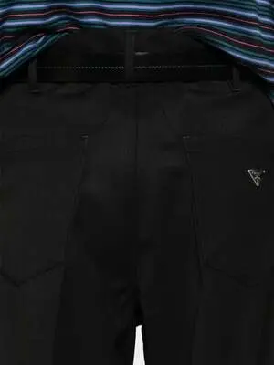 Prada Wool Pleated Trousers With Enamelled Triangle Logo
