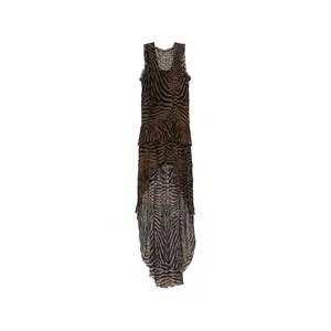 Blumarine Zebra Print Tiered Asymmetric Hem Dress