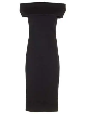 Bottega Veneta Off-the-shoulder Midi Dress - Black