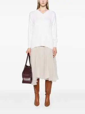 Brunello Cucinelli Cashmere-silk Blend Sequin Embellished V-neck Sweater - Multicolor