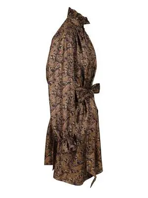 Saint Laurent Paisley Pattern Silk Twill Dress
