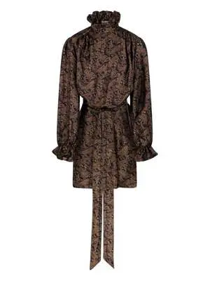 Saint Laurent Paisley Pattern Silk Twill Dress