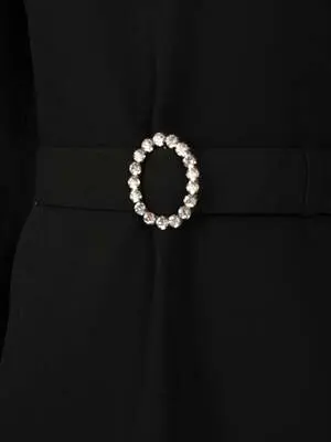 Saint Laurent Long-sleeved Mini Dress With Crystal Buckle - Black