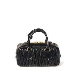 Miu Miu Matelassé Detailing Leather Tote Bag