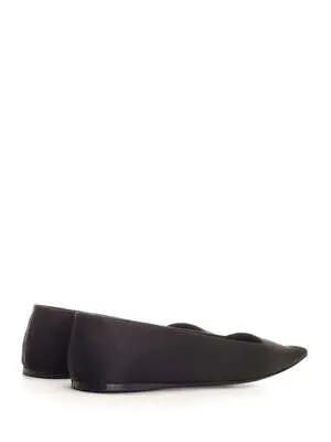 Saint Laurent Poppy" Crepe Satin Flat Shoes - Black