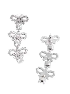 SELF-PORTRAIT Crystal Micro Bow Tiered Drop Earrings