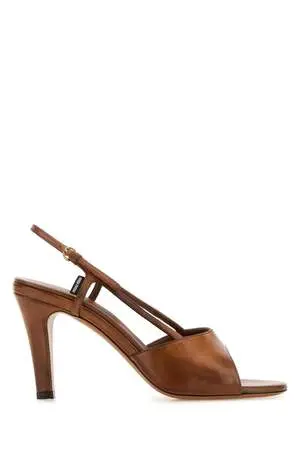 Miu Miu Leather Slingback Sandals - Brown