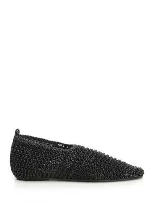 TOTEME Woven Leather Ballerinas - Black