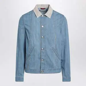 Brunello Cucinelli Denim Jacket With Suede Collar