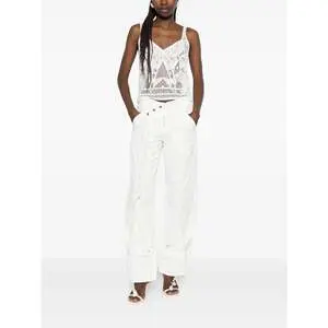 Blumarine Cropped Lace V-neck Tank Top