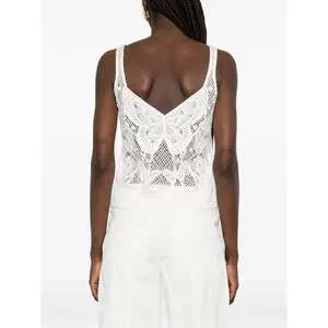 Blumarine Cropped Lace V-neck Tank Top