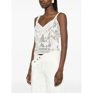Blumarine Cropped Lace V-neck Tank Top