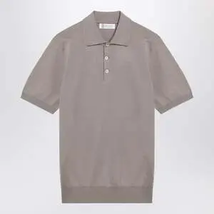 Brunello Cucinelli Light Cotton Knit Polo Shirt - Brown