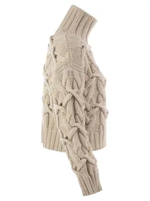 Brunello Cucinelli Braided High-neck Cashmere Sweater - Cream