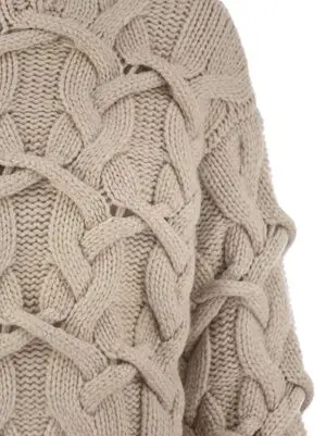 Brunello Cucinelli Braided High-neck Cashmere Sweater - Cream