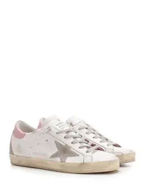 GOLDEN GOOSE Super Star" Sneakers With Pink Heel And Suede Star Patch - Multicolor