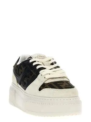 Fendi Match Suede And Jacquard Ff Logo Sneakers - Multicolor