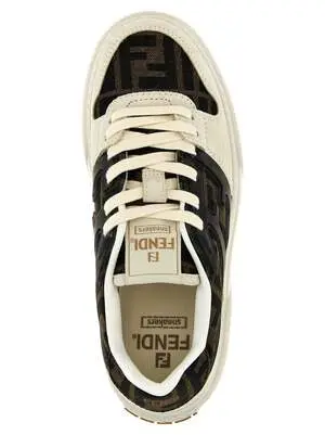 Fendi Match Suede And Jacquard Ff Logo Sneakers - Multicolor