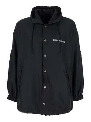 Balenciaga Oversized Tech Fabric Jacket With Logo - Multicolor