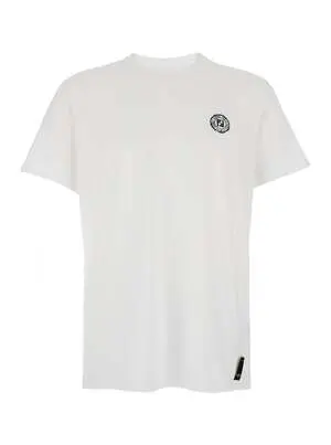 Fendi Crewneck T-shirt With Logo Print On The Front And Logo Patch On The Rear In Cotton - White