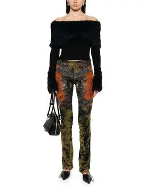 JEAN PAUL GAULTIER Off-the-shoulder Fur Trim Sweater - Black