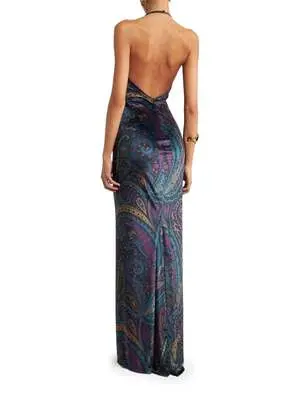 Etro Printed Halter Neck Maxi Dress
