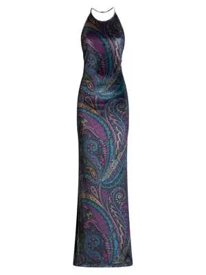 Etro Printed Halter Neck Maxi Dress - Multicolor