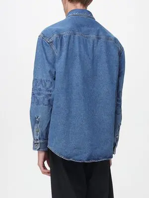 Loewe Distressed Denim Jacket With Logo Detail - Blue