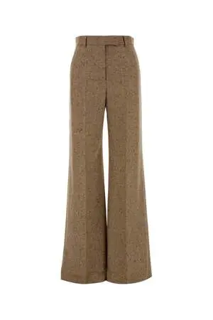 Valentino Garavani Melange Sand Wool Palazzo Pants