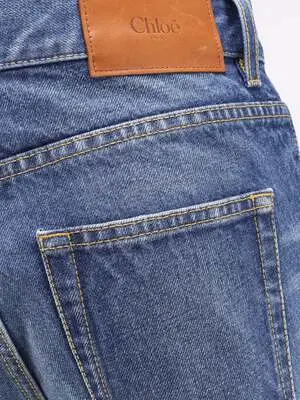 Chloé High-waisted Flared Jeans With Leather Logo Tag - Multicolor