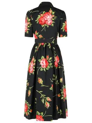 Dolce & Gabbana Bouquet' Cotton Poplin Dress - Black