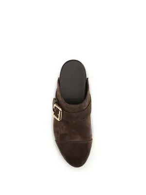 Chloé Jeannette Suede Clog Mules - Brown