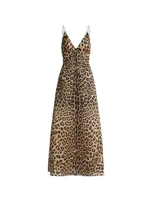Alberta Ferretti Leopard Print Silk Dress