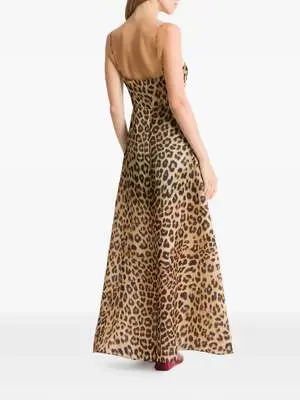 Alberta Ferretti Leopard Print Silk Dress