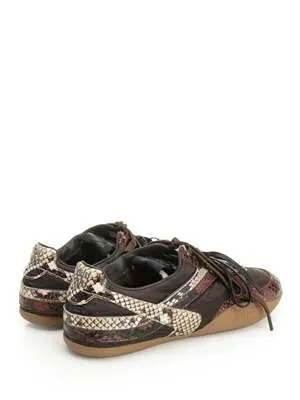Miu Miu Technical Fabric And Ayers Python Print Gymnasium Sneakers - Brown