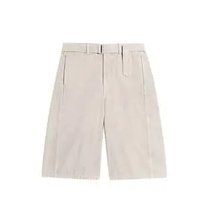 LEMAIRE Off-white Wide-cut Belted Denim Shorts - Cream