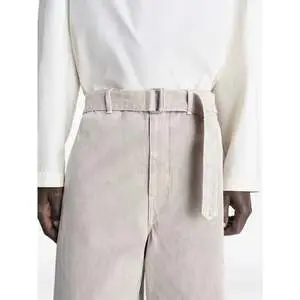 LEMAIRE Off-white Wide-cut Belted Denim Shorts - Cream