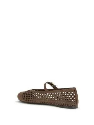 Prada Crochet Ballerinas With Logo Buckle - Brown