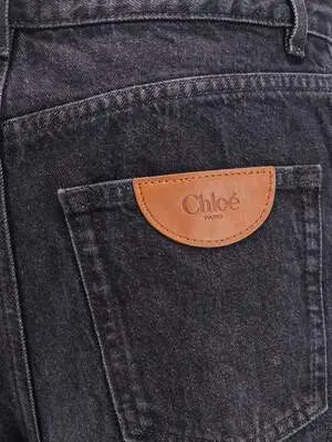 Chloé High-waisted Flared Jeans With Leather Logo Tag - Multicolor