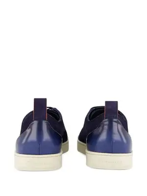 Santoni Leather Lace Up Sneakers - Blue