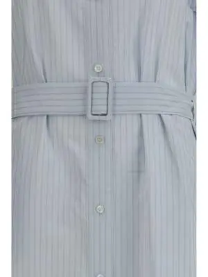 Jacob Cohen Long Striped Poplin Shirt Dress With Belt