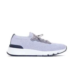 Brunello Cucinelli Grey Fabric Lace-up Sneakers