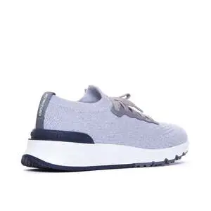 Brunello Cucinelli Grey Fabric Lace-up Sneakers