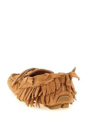 Alberta Ferretti Suede Loafers With Fringe